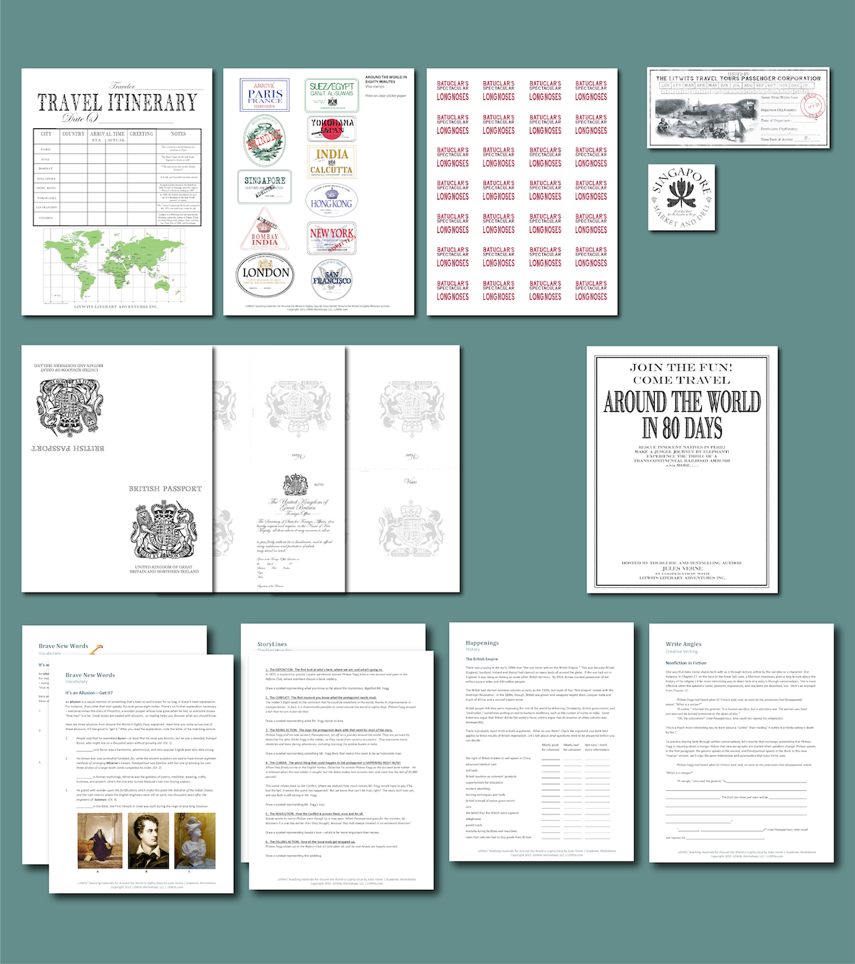 LitWits Printables for AROUND THE WORLD IN EIGHTY DAYS