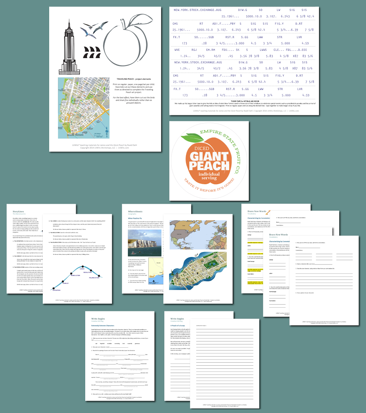 LitWits Printables for JAMES AND THE GIANT PEACH